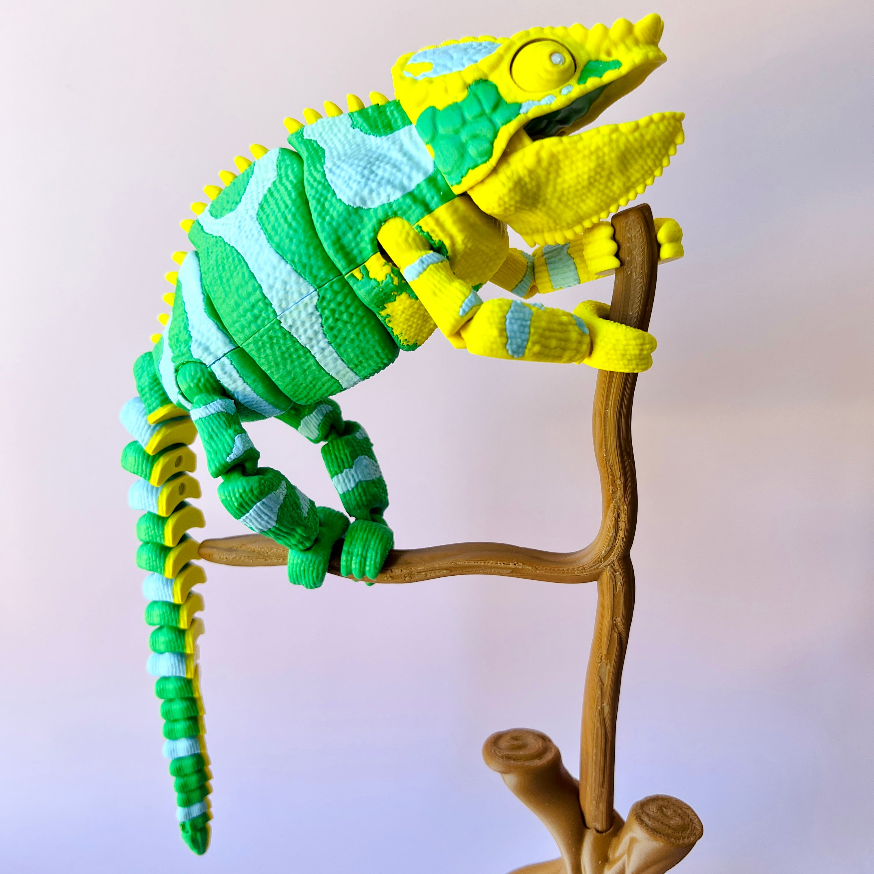 Panther Chameleon Figurine with Jungle Stand – Large 3D Printed Display ...