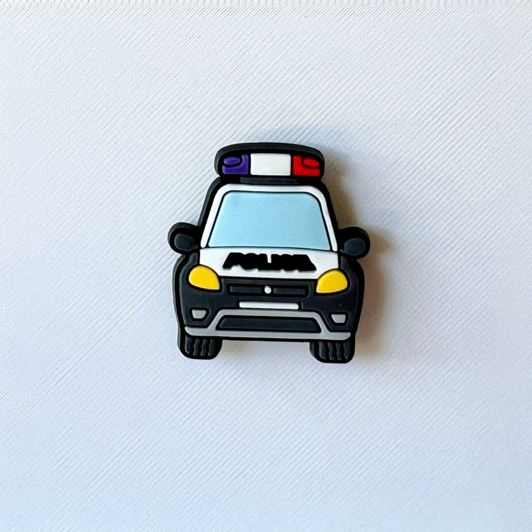 Front-View Police Car Shoe Charm – Kids’ Crocs Emergency Accessory